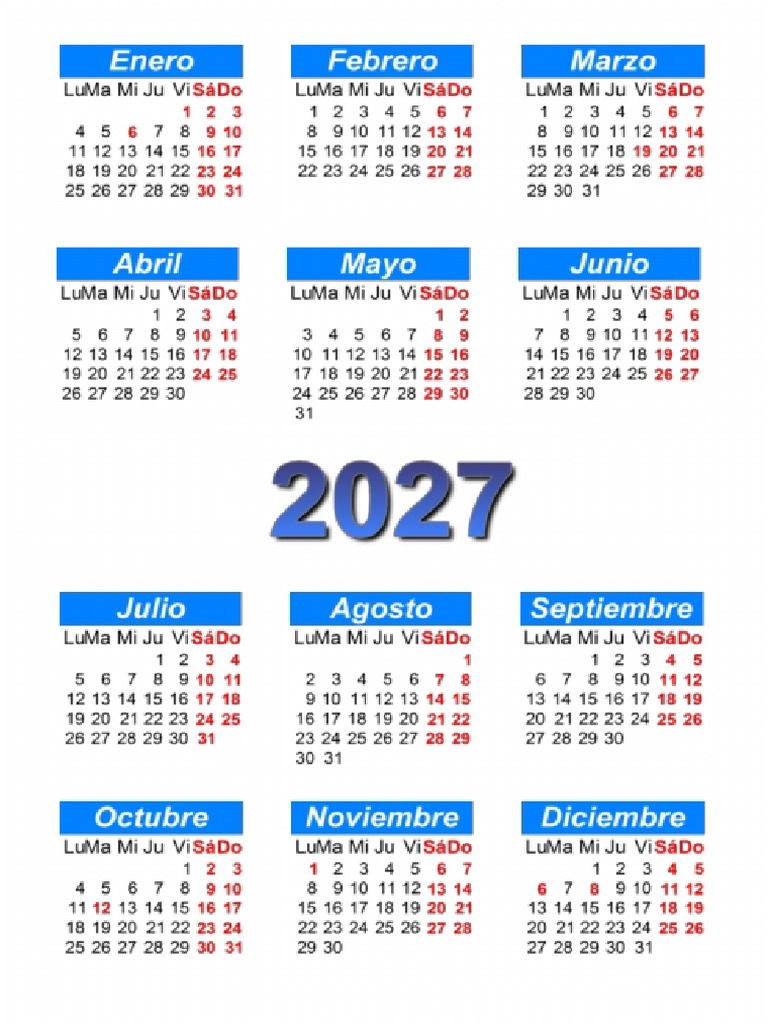 Calendario 2027 PDF | PDF