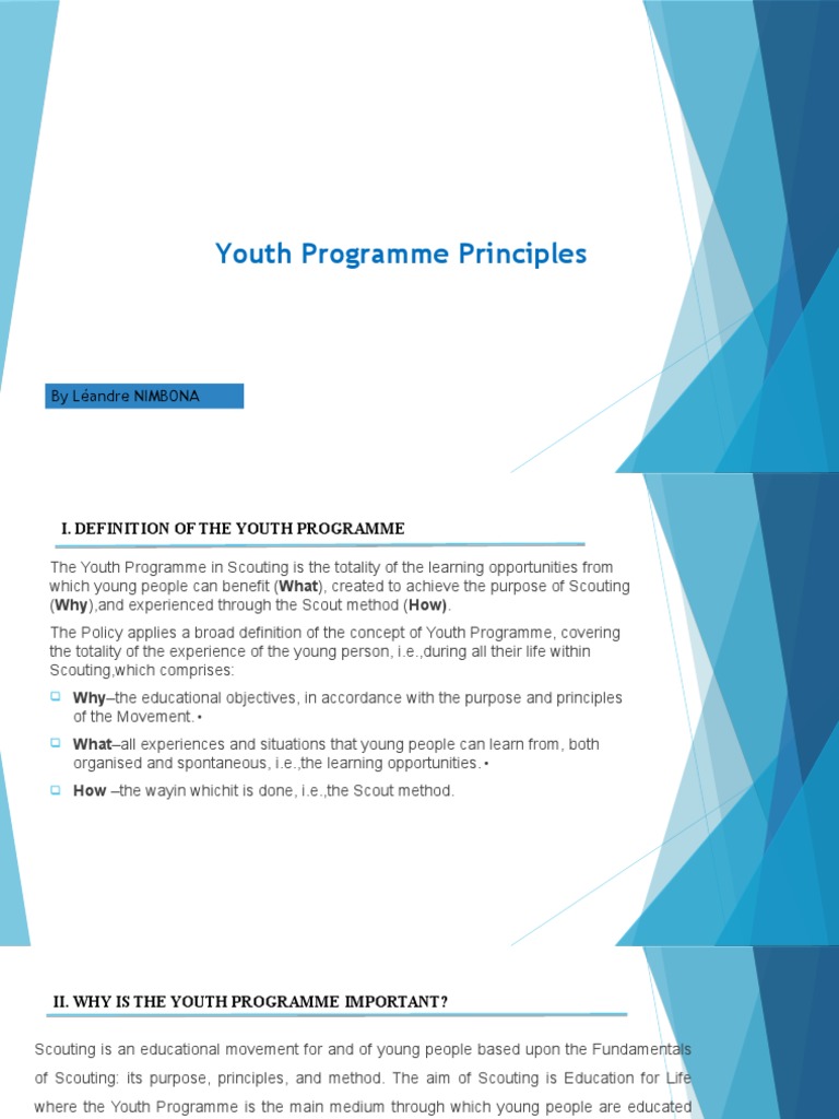 Youth Programme Principles: by Léandre NIMBONA | PDF | Scouting | Youth