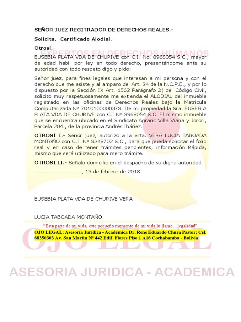 Certificado Alodial 1 | PDF