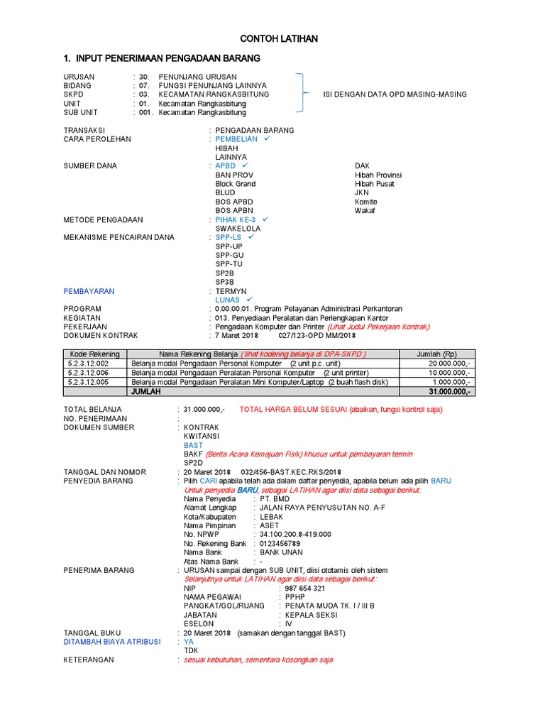 Contoh Latihan Input Atisisbada | PDF