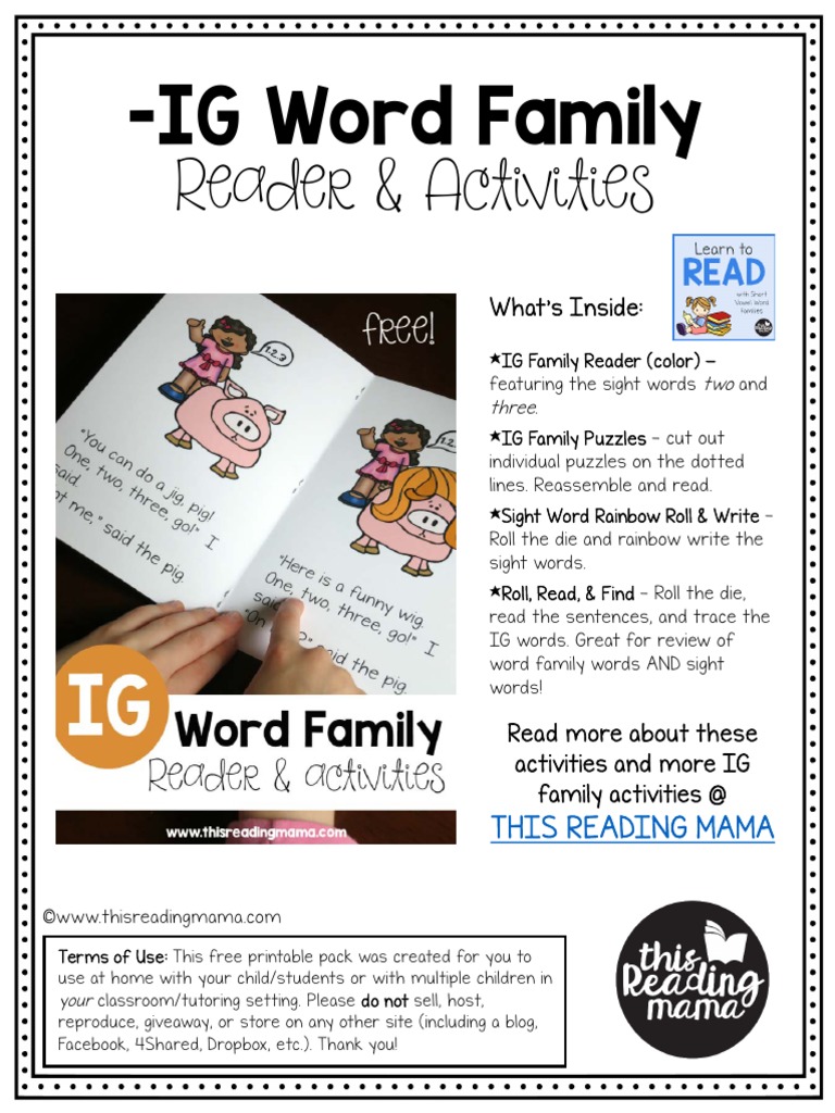 Reader & Activities: - IG Word Family | PDF | Cognition | Behavior ...