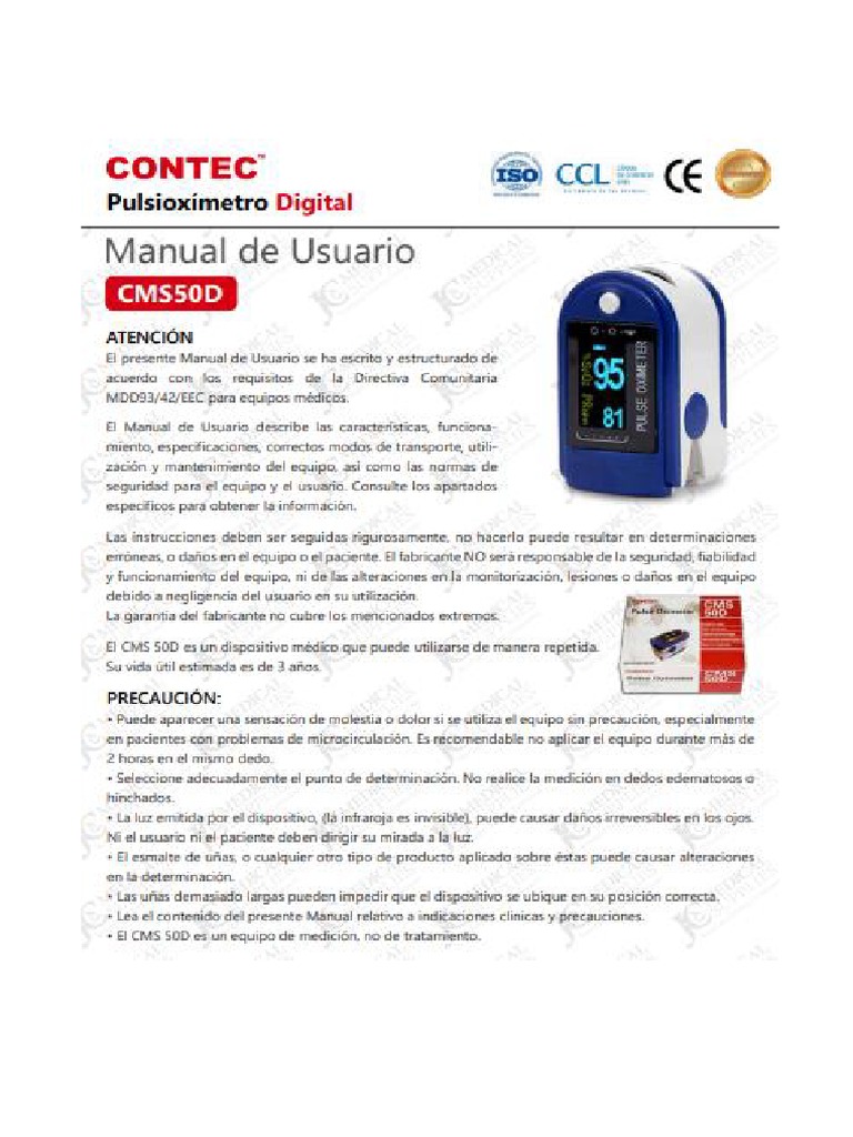 Oximetro Contec PDF | PDF