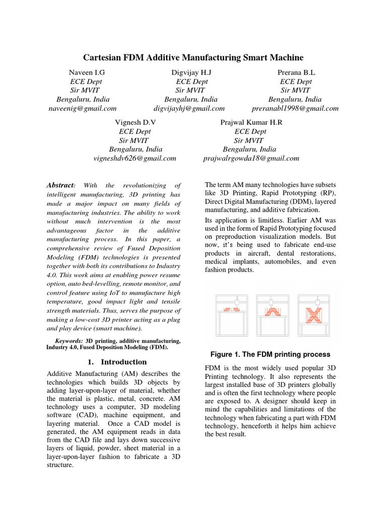 Cartesian FDM Additive Manufacturing Smart Machine (Journal) | PDF | 3 ...