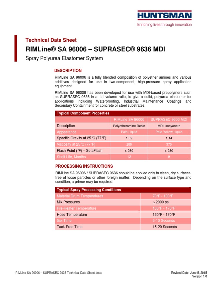RIMLine SA 96006 - SUPRASEC 9636 Technical Data Sheet | PDF | Nature ...