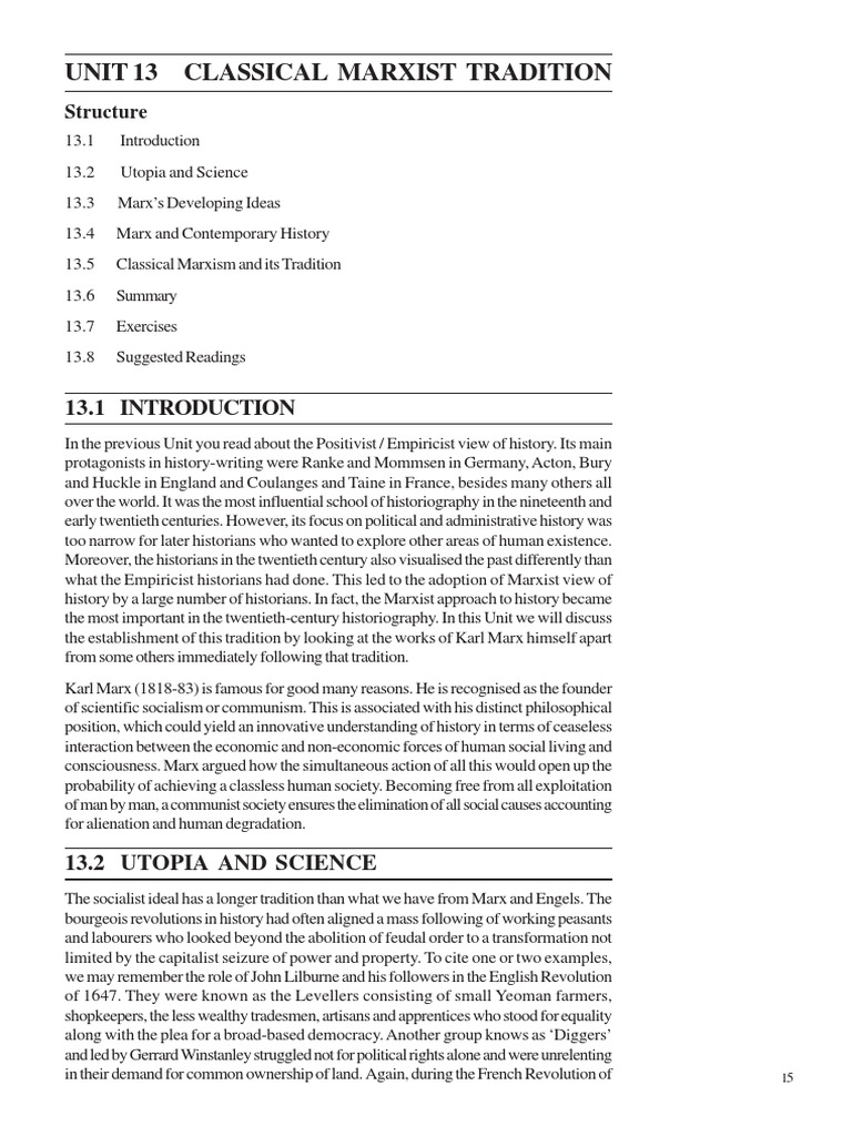 Unit 13 Classical Marxist Tradition: Structure | Download Free PDF ...