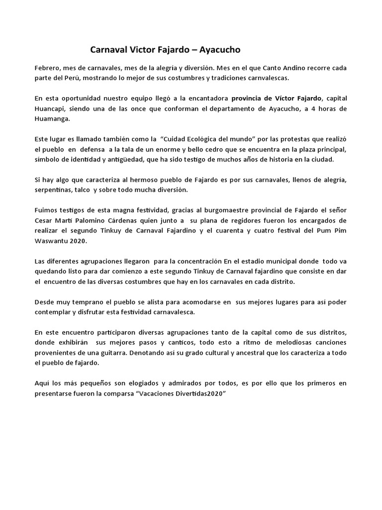 Carnaval Victor Fajardo | PDF | Arte