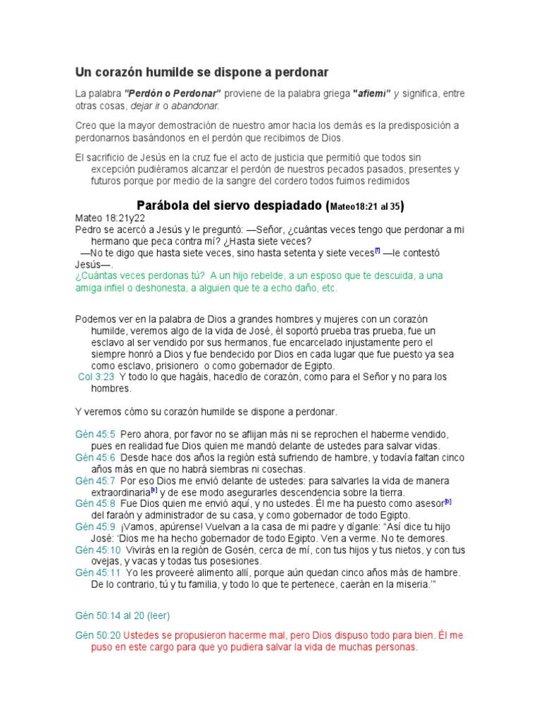 Un Corazon Humilde Se Dispone A Perdonar Hoja 4 Y5 | PDF | Perdón | Cristo (título)