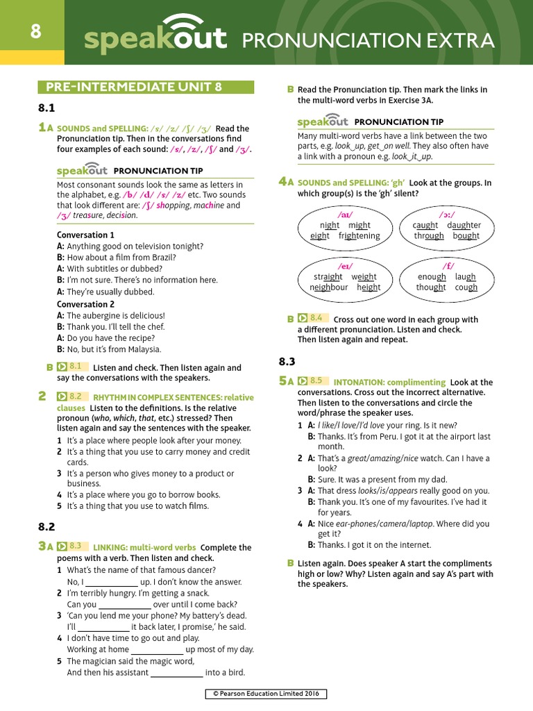Pronunciation Extra: Pre-Intermediate Unit 8 | PDF | Sentence ...