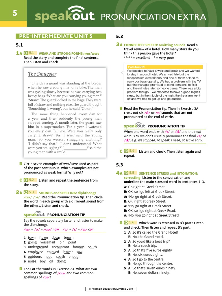 Pronunciation Extra: Pre-Intermediate Unit 5 | PDF | Semiotics ...
