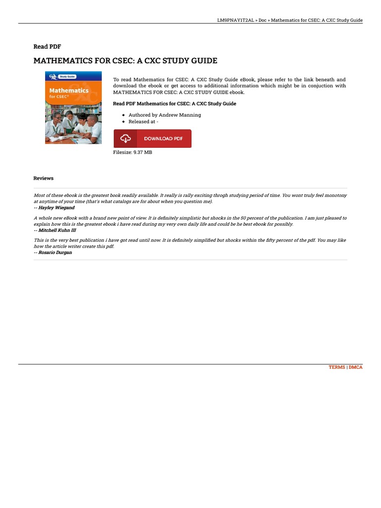 Mathematics For Csec: A CXC Study Guide Mathematics For Csec: A CXC Study Guide | PDF | Philosophy