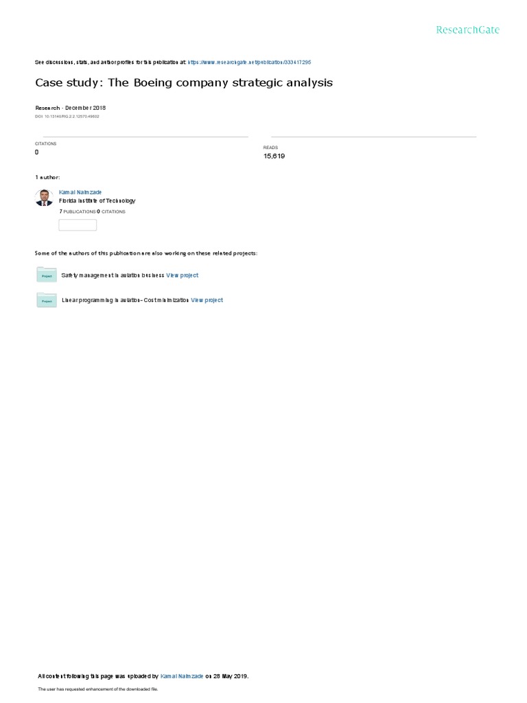 Case Study The Boeing Company Strategic Analysis December 2018 Pdf