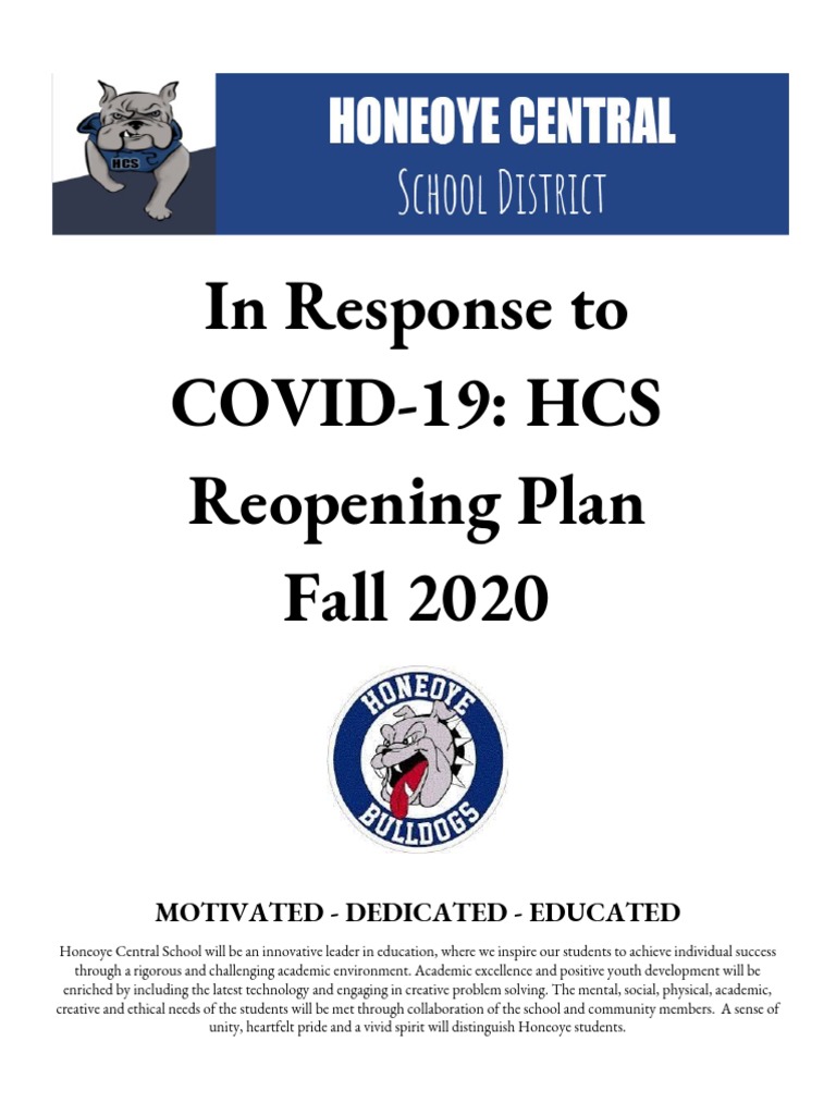 HCS Fall 2020 COVID-19 Reopening Plan | PDF | Hygiene | Hand Washing