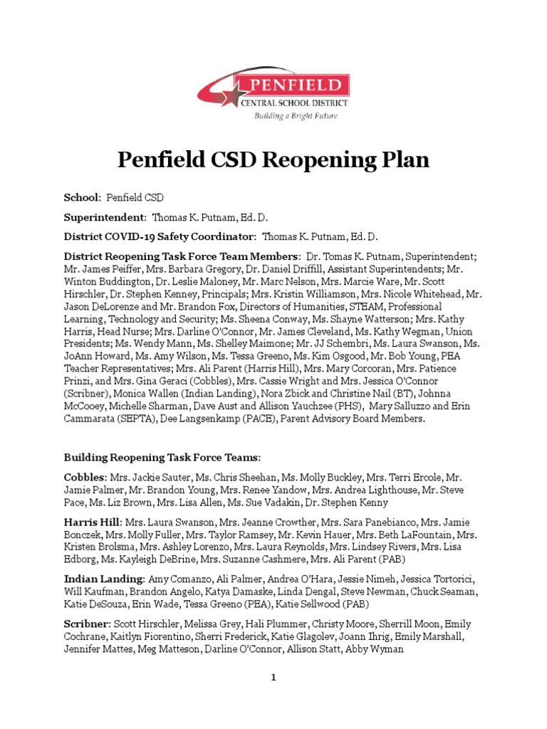 Penfield CSD District Reopening Plan | PDF | Individualized Education Program | Special Education