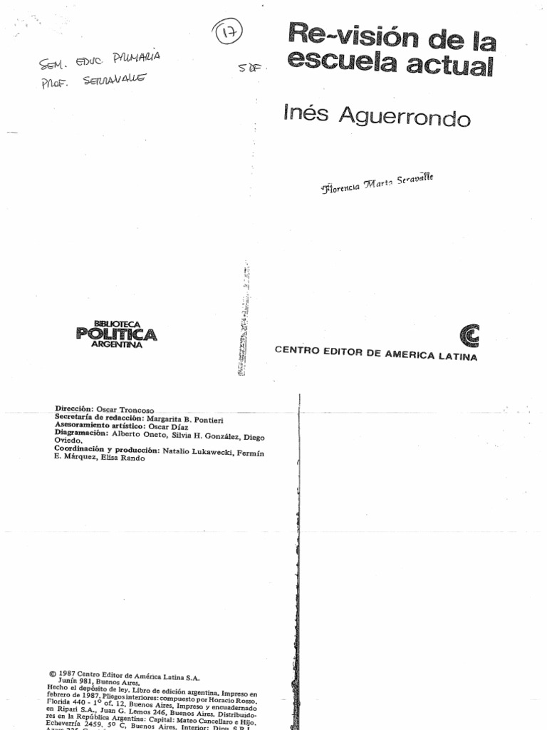 Aguerrondo Ines. Re-Vision de La Escuela Actual PDF | PDF