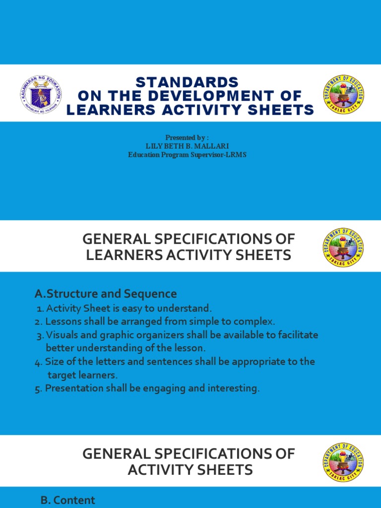 Standards On Learning Activity Sheets | PDF | Constructivism ...
