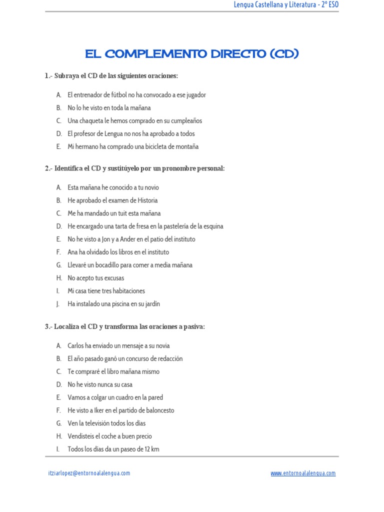 El Complemento Directo | PDF