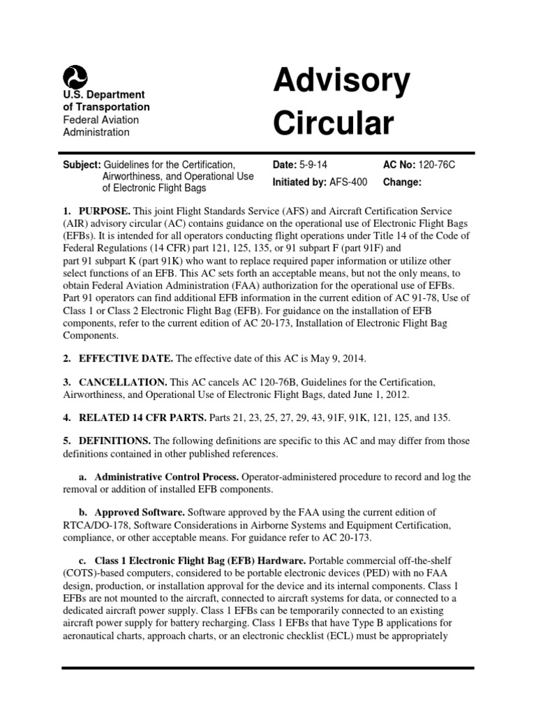 Advisory Circular: Subject: Guidelines For The Certification, Date: 5-9 ...