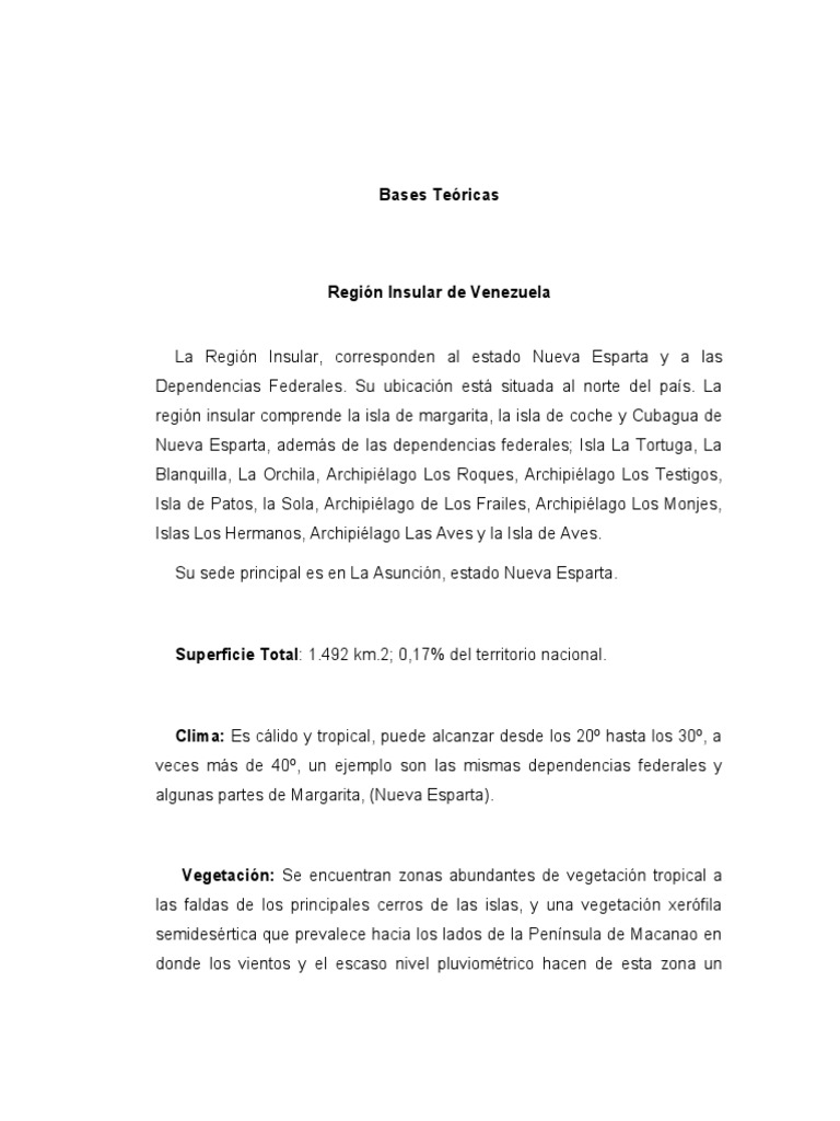 Región Insular de Venezuela | PDF | Geografía Física | Oceanografía