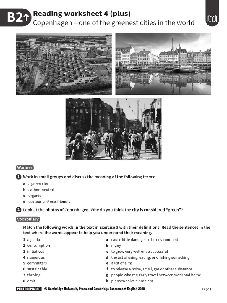 B2 Reading Worksheet 4 (Plus) | PDF | Sustainable City | Copenhagen