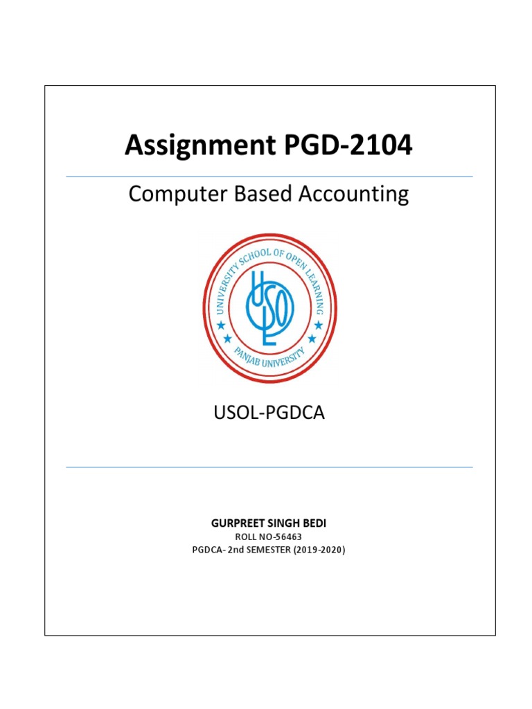 Assignment PGD-2104: Computer Based Accounting | PDF | Payroll | Debits ...