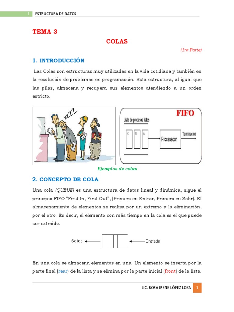 GuiaColas 1 | PDF | Cola (tipo de datos abstractos) | Estructura de ...
