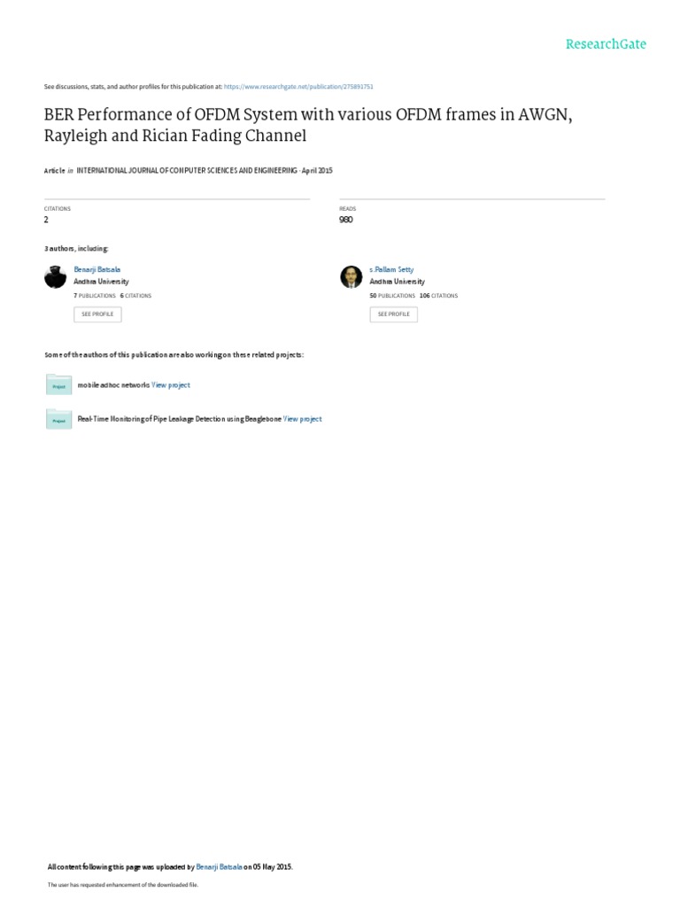 BER Performance of OFDM System With Various OFDM Frames in AWGN ...