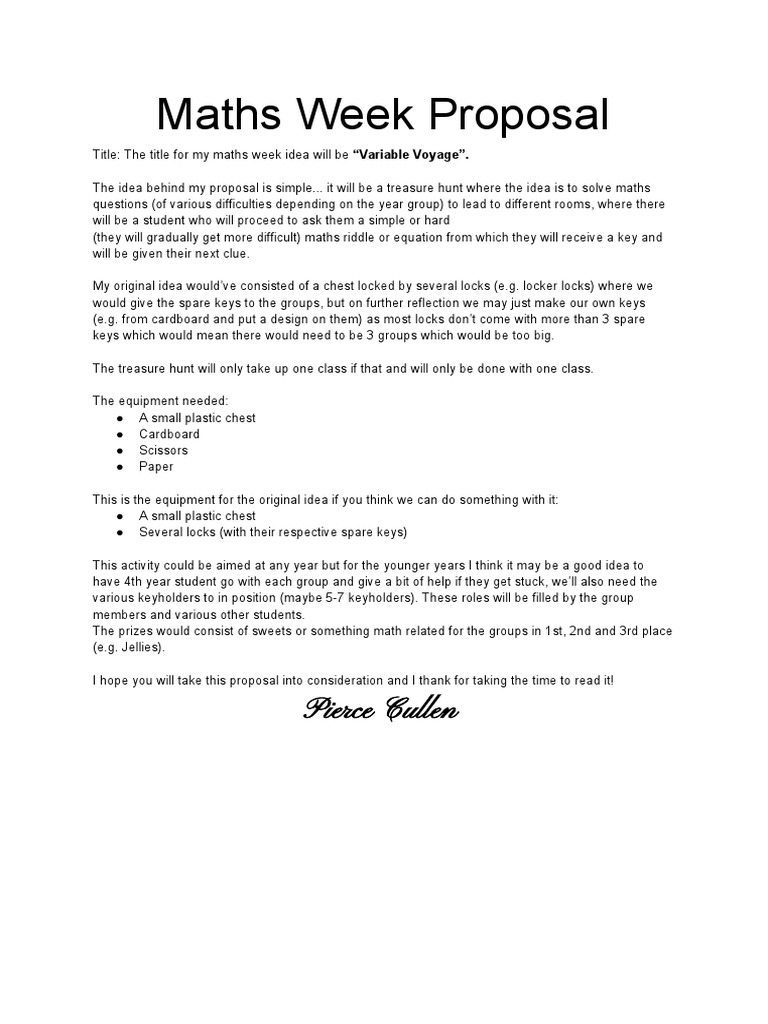 Maths Week Proposal | PDF