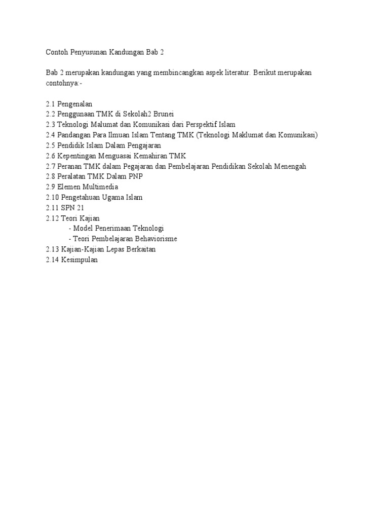 Isi Kandungan Bab 2 | PDF