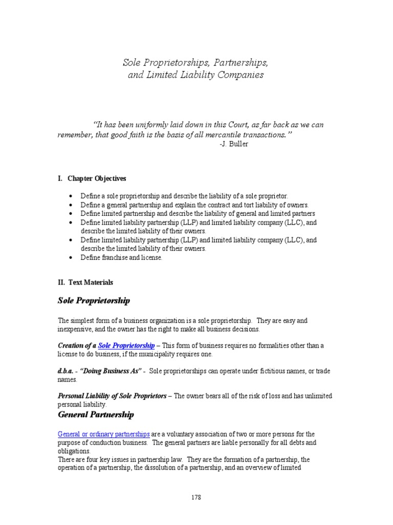 Sole Proprietorships, Partnerships | PDF | Limited Liability ...