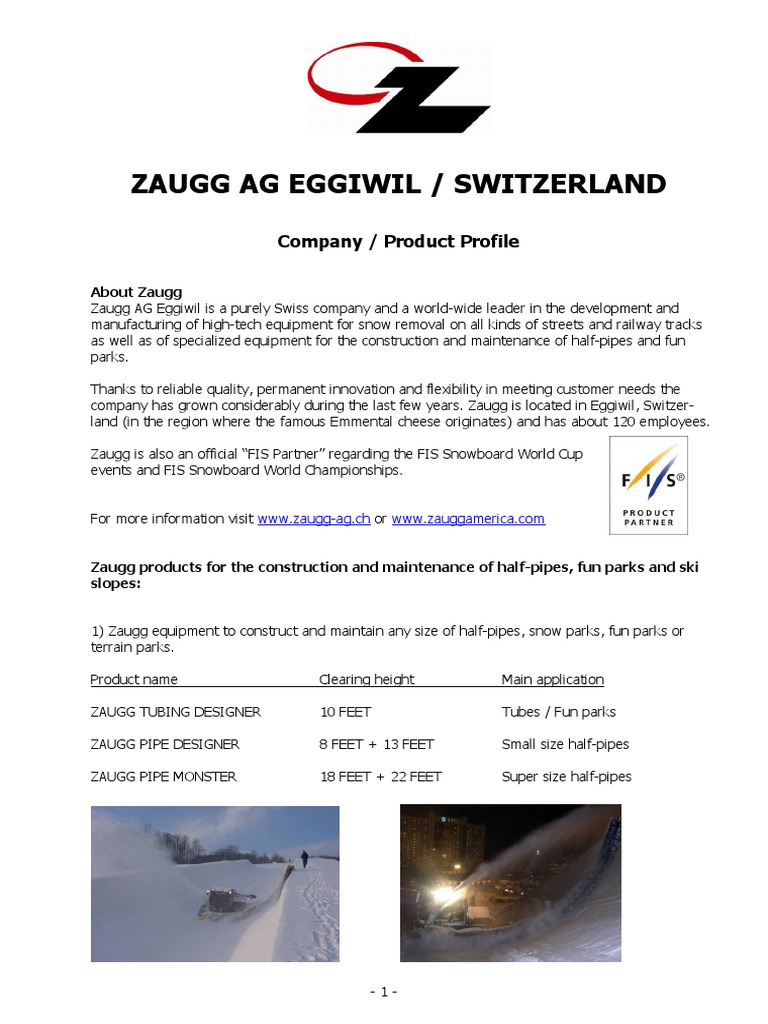 Zaugg AG: Swiss Snow Equipment Leader | PDF | Precipitation | Outdoor ...