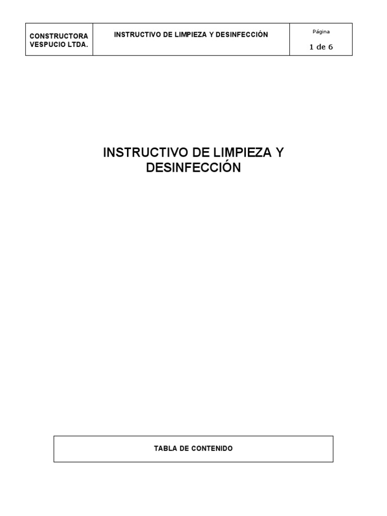 Instructivo limpieza desinfección constructora | PDF | Residuos | Lavado de manos
