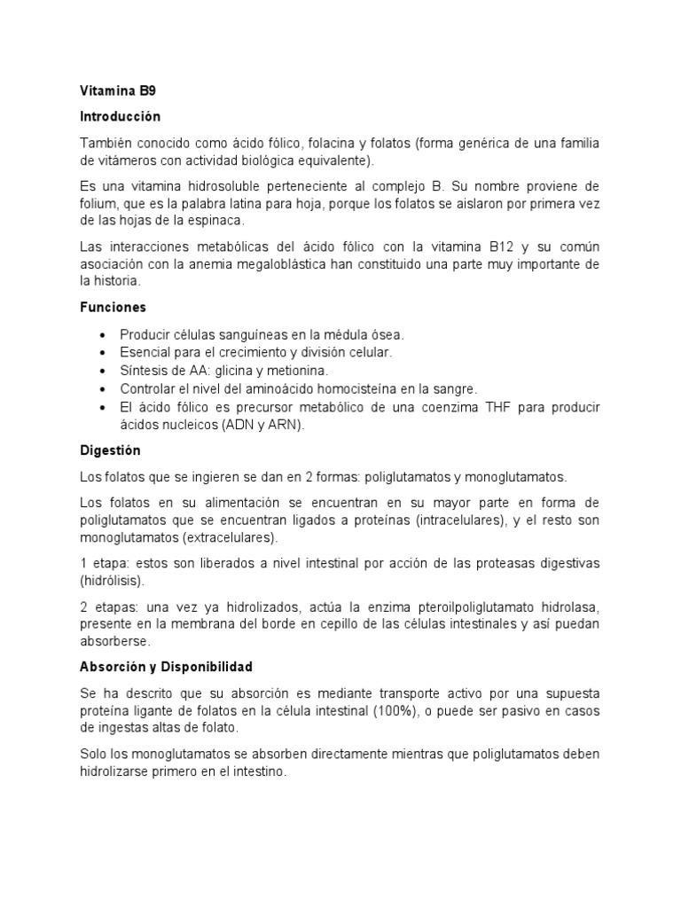 Vitamina B9 | PDF | Bioquímica | Química