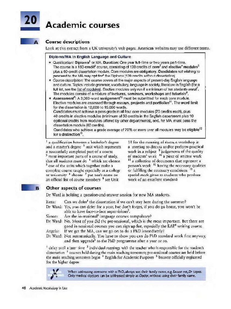 An Analysis of Academic Course Exercises for Masters Students in ...