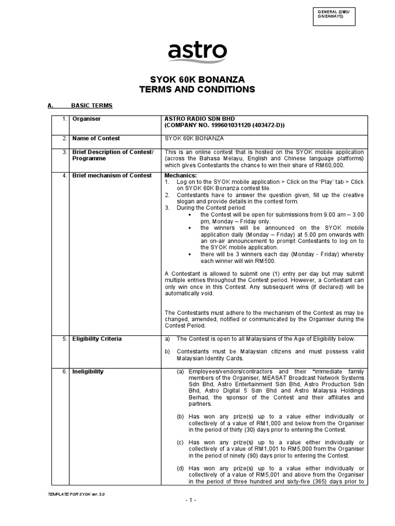 Legal Comment Basic Terms - Syok 60k Hbonanza - TC - Eng - 2 | PDF ...