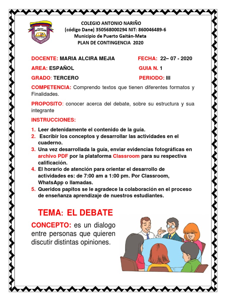 Plan de Contingencia Español 3 Periodo PDF | PDF | Educación avanzada ...
