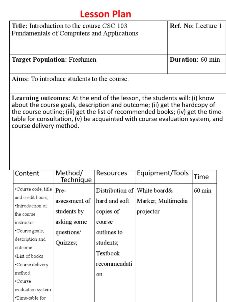 Lecture 1 Introduction To The Course | PDF