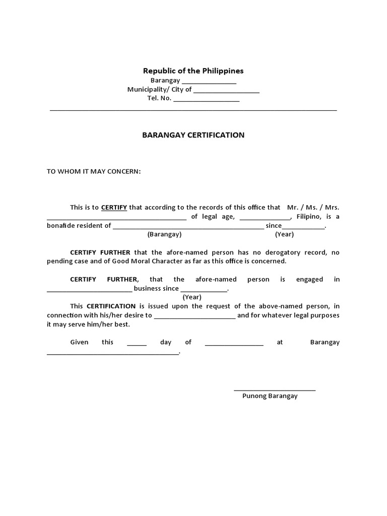 Barangay Clearance - New Format Residency | PDF