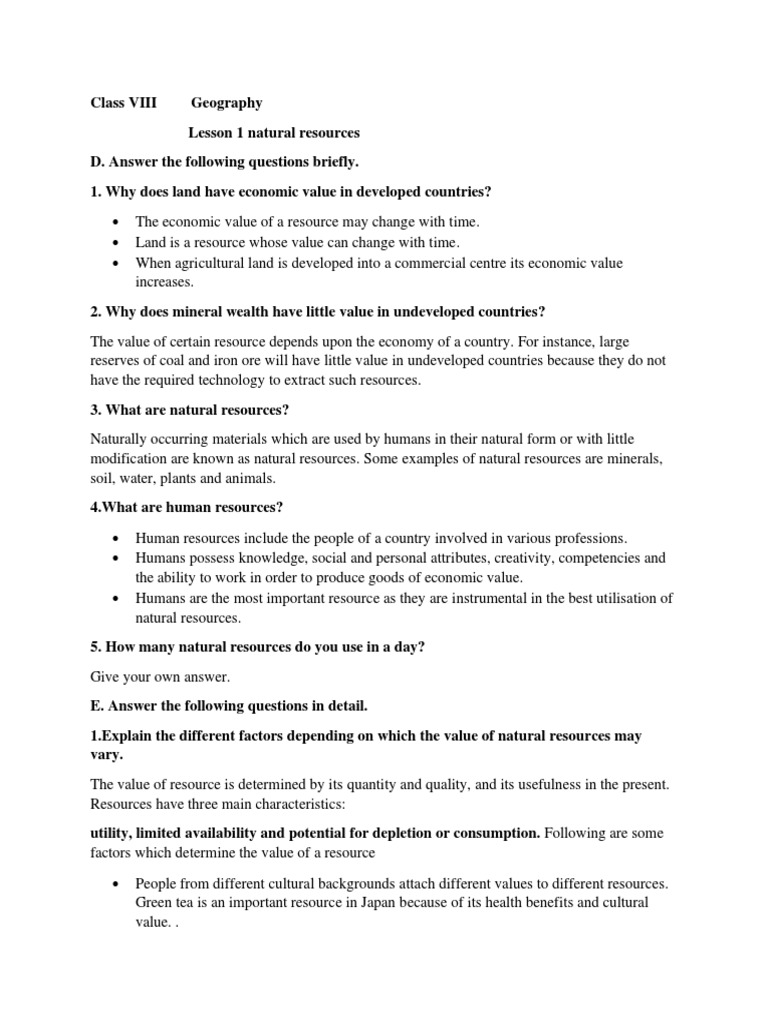 Natural Resources Lesson Explained | PDF | Resource | Nature
