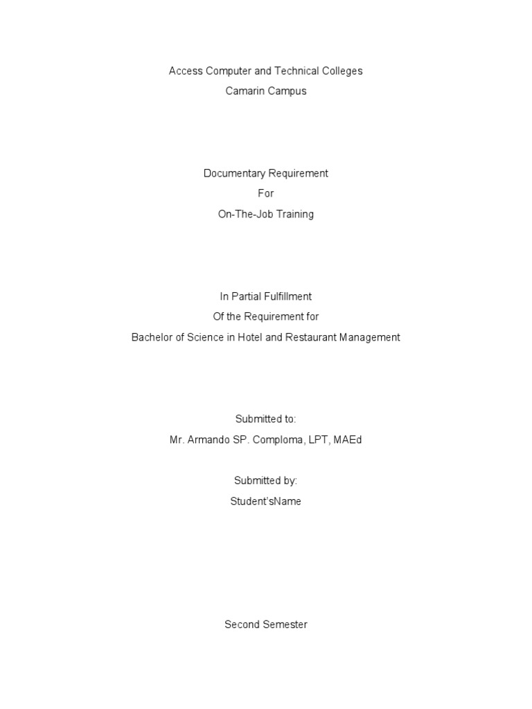 Template Portfolio in Ojt HRM | PDF | Sink | Bed