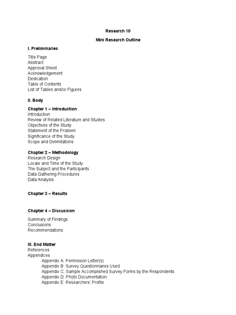 Mini Research Outline Template | PDF | Technology & Engineering