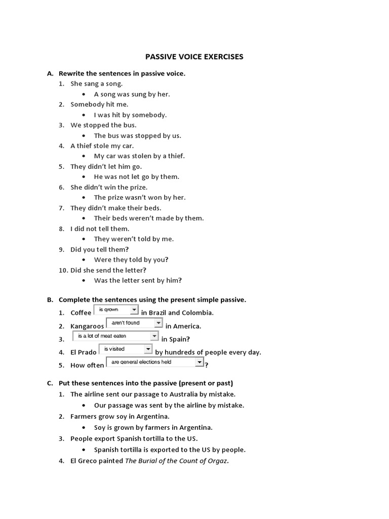 Passive Voice Exercises PDF | PDF