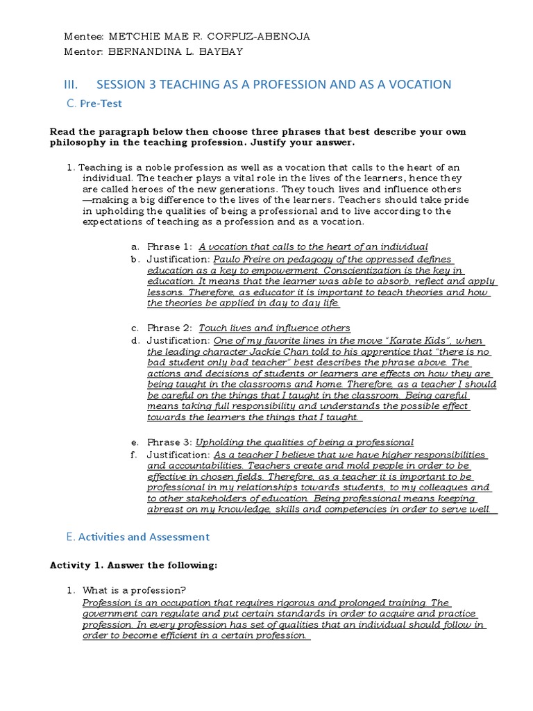 TIP Module 1 Session 3 Teaching Profession | PDF | Profession | Teachers