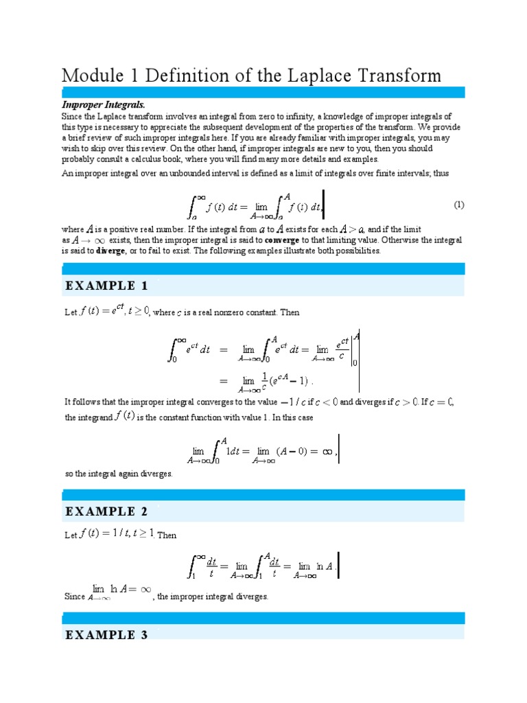 Laplace Transform Integral Definition | PDF | Integral | Laplace Transform