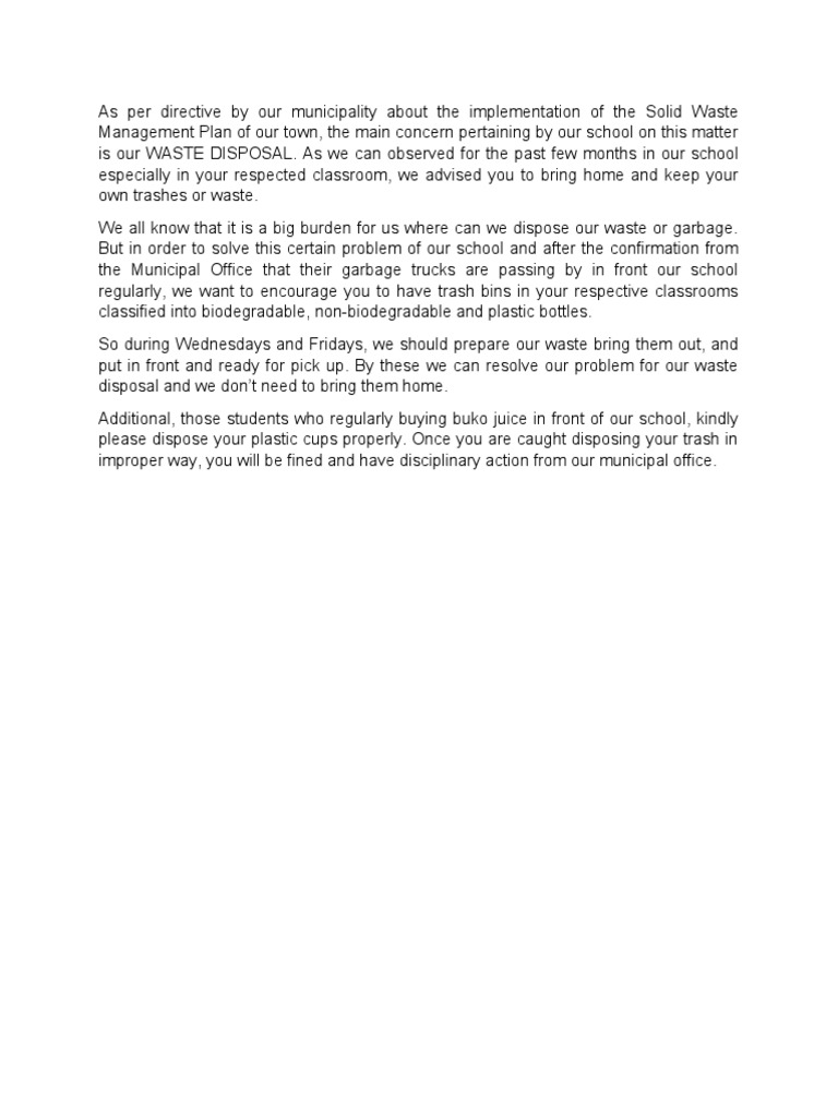 Proper Waste Disposal | PDF