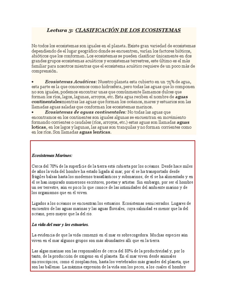 Lectura 3 | PDF | Ecosistema | Mar