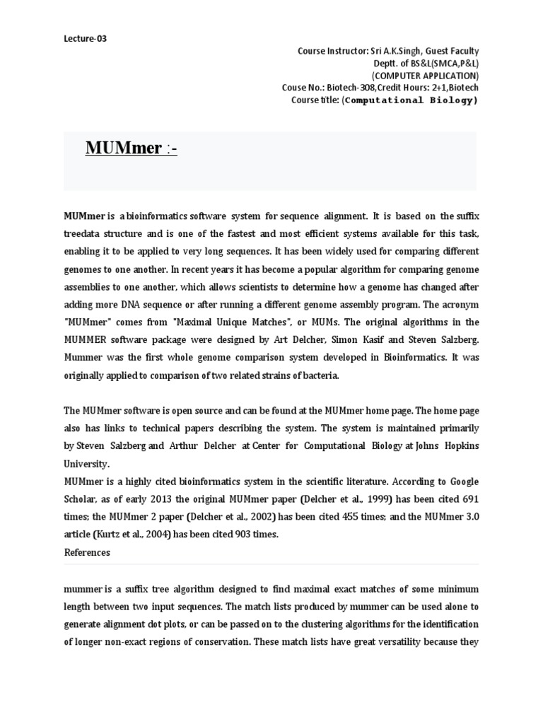 Mummer | PDF | Sequence Alignment | Dna Sequencing