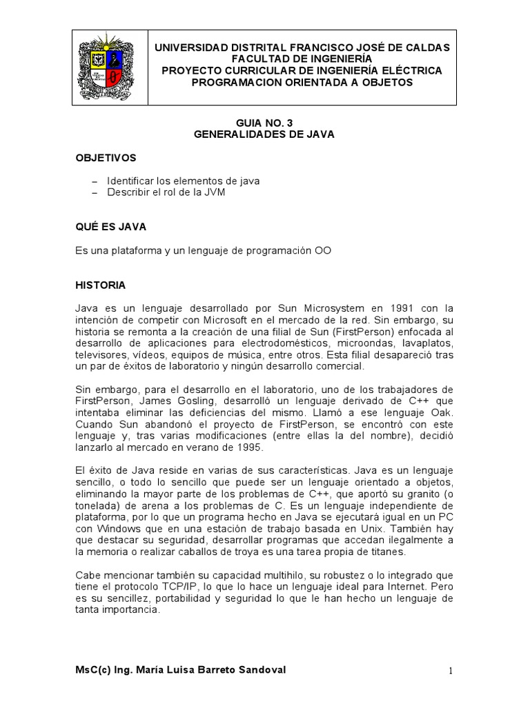 3 - Generalidades de Java | PDF | Java (lenguaje de programación) | Objeto (informática)