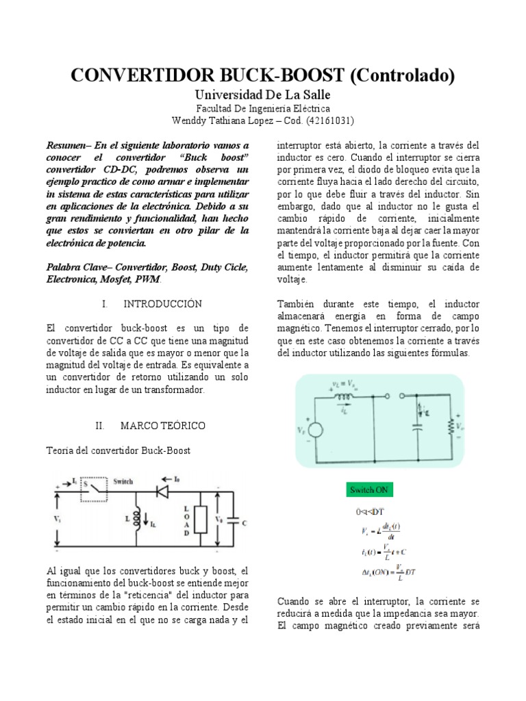 CONVERTIDOR BUCK Boost | PDF | Inductor | Cantidades fisicas