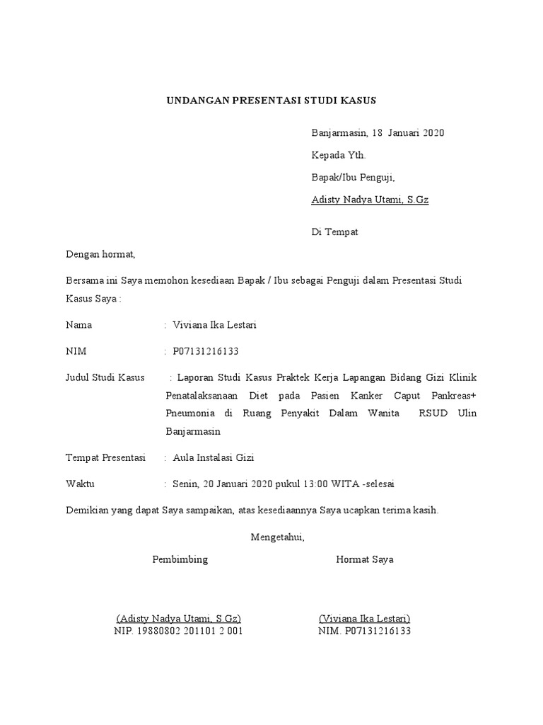 Undangan Presentasi Studi Kasus | PDF