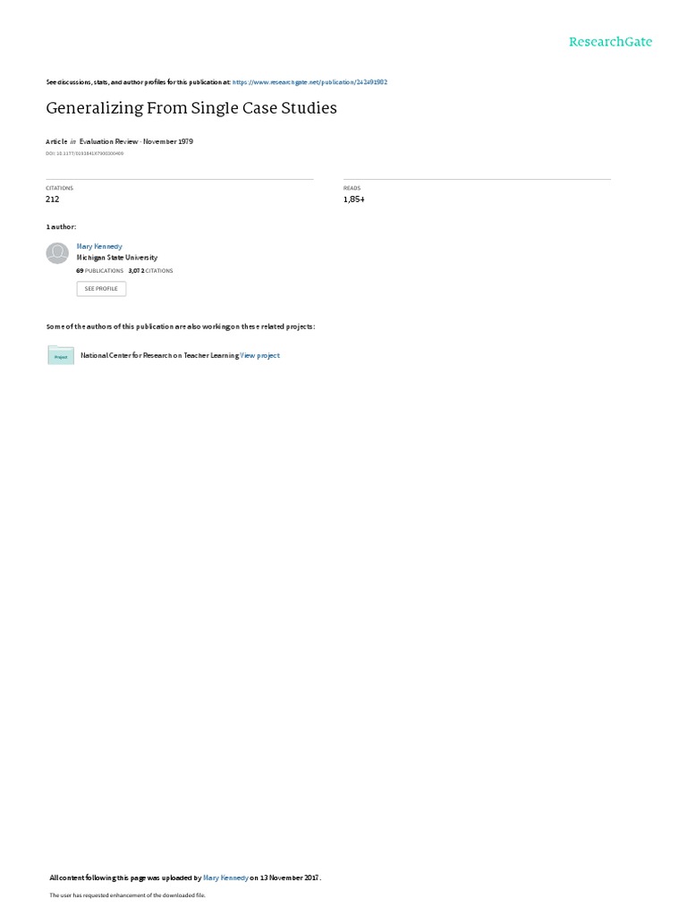 Generalizing From Single Case Studies: Evaluation Review November 1979 | PDF | Career & Growth | Art